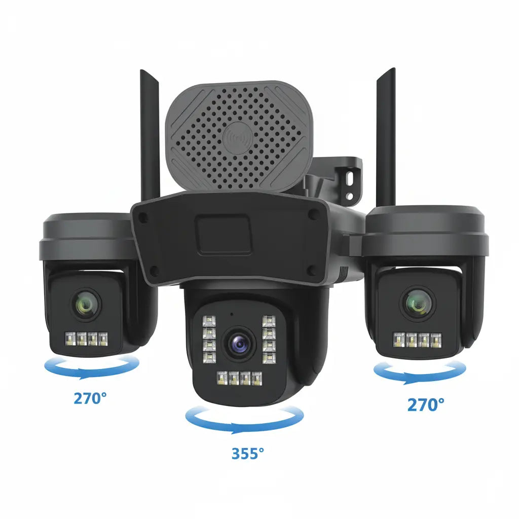 4G Outdoor 3 View 4MP Triple Lens PTZ Camera with SIM support, AI ...